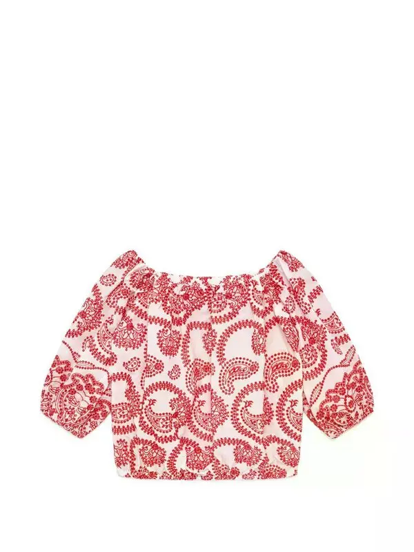 Malìparmi Off-shoulder Paisley Broderie Top - Red