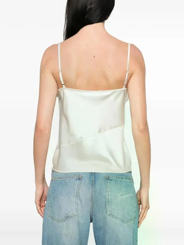 Imperial Beige Strap Detail Cowl Neck Sleeveless Top - Neutrals