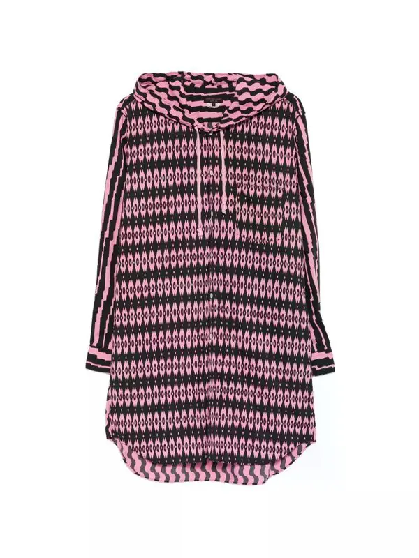 Comme Des Garçons Printed Hooded Shirt - Black
