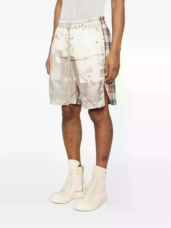 Rick Owens Plaid Pattern Drawstring Shorts