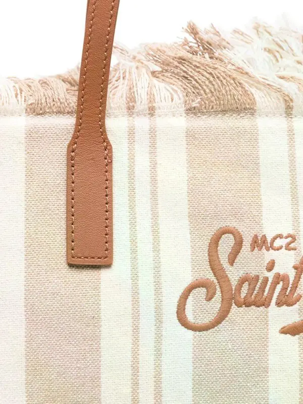 MC2 SAINT BARTH City Striped Fringed Tote Bag - Neutrals