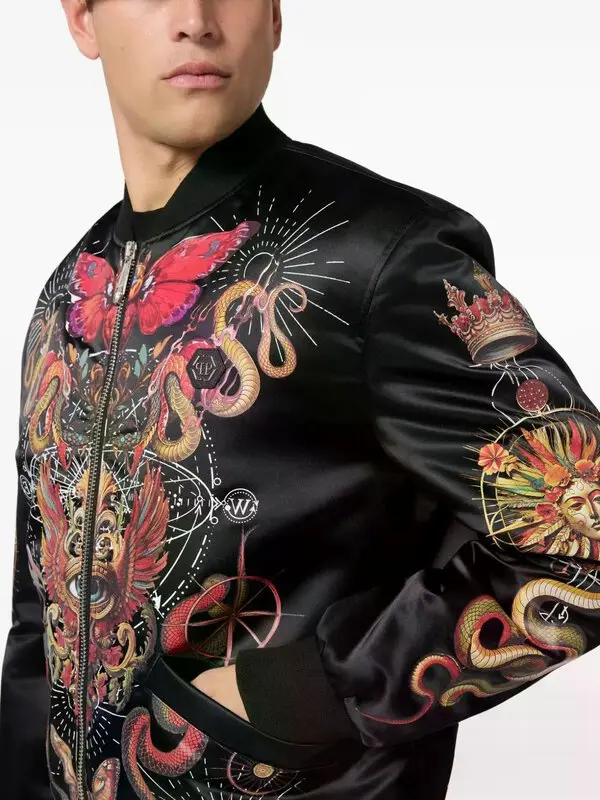 Philipp Plein Skull Print Bomber Jacket