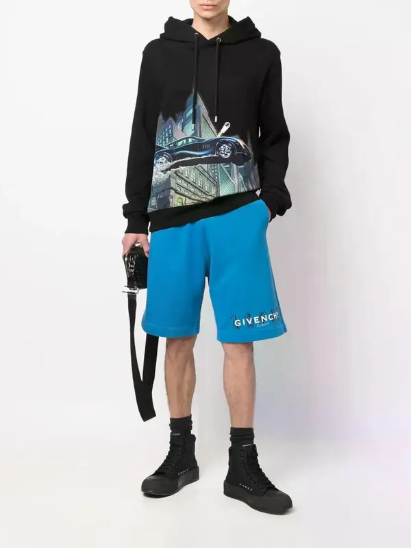 Givenchy Logo Print Cotton Shorts