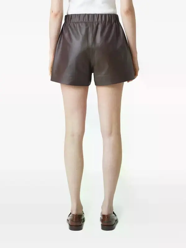 Closed Chocolate Lambskin Elasticated Waist Shorts