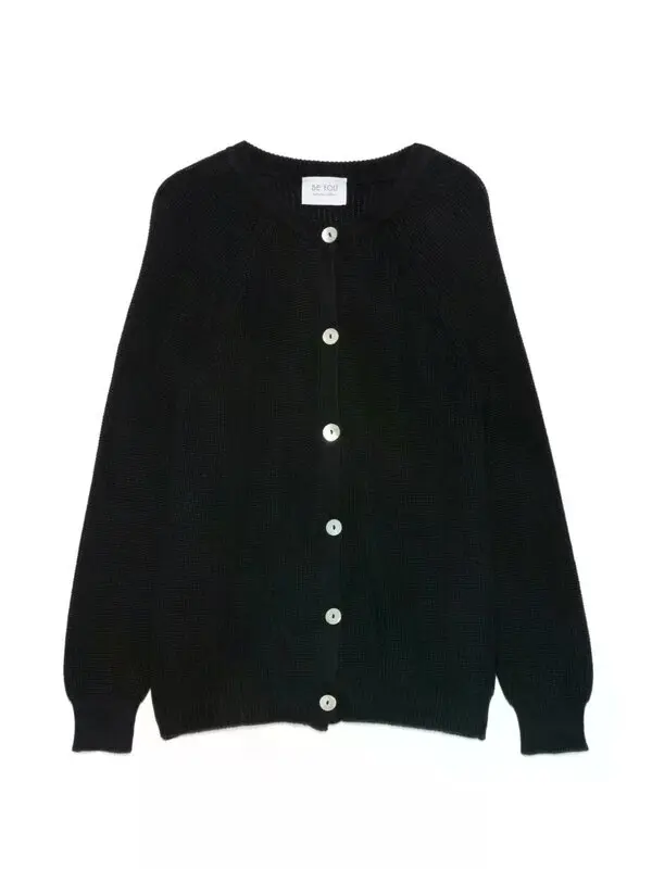 BEYOU Buttoned Crew Neck Cardigan - Blue