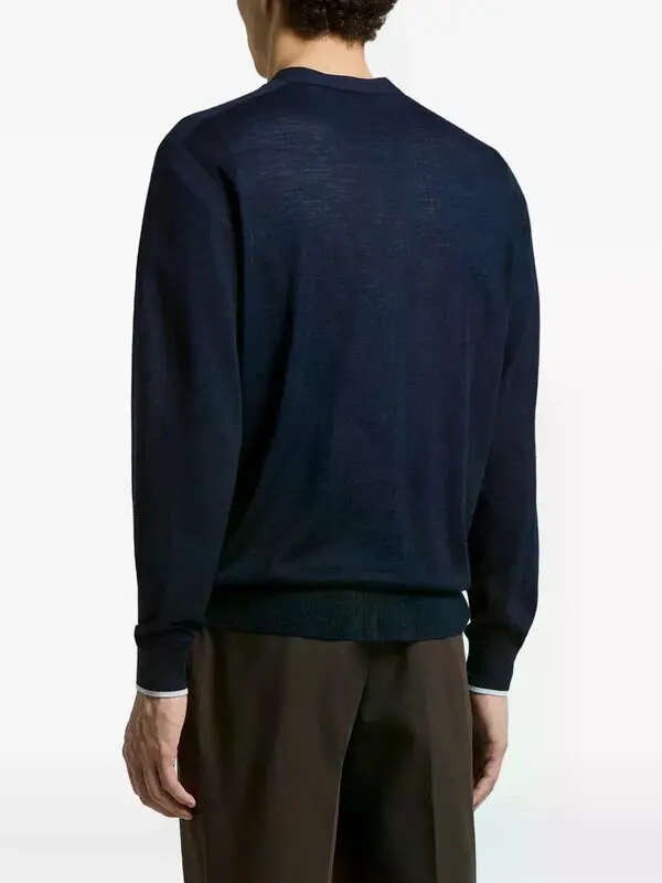 Peserico V-neck Button Cardigan - Blue