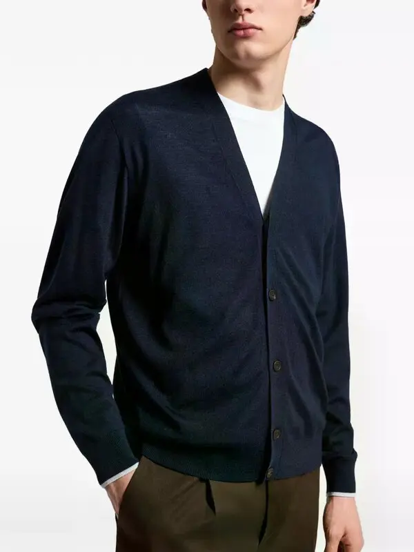 Peserico V-neck Button Cardigan - Blue