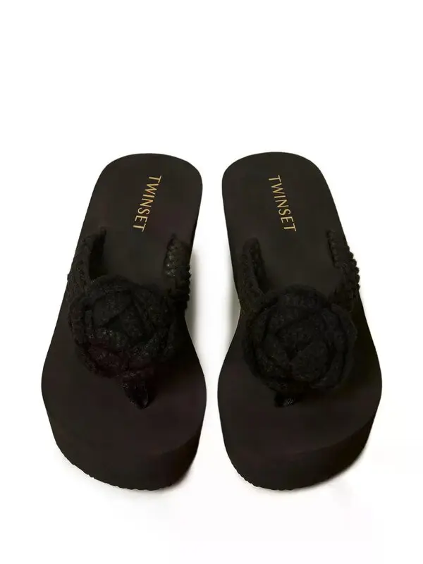 TWINSET Wedge Sandals With Floral Embellishment
