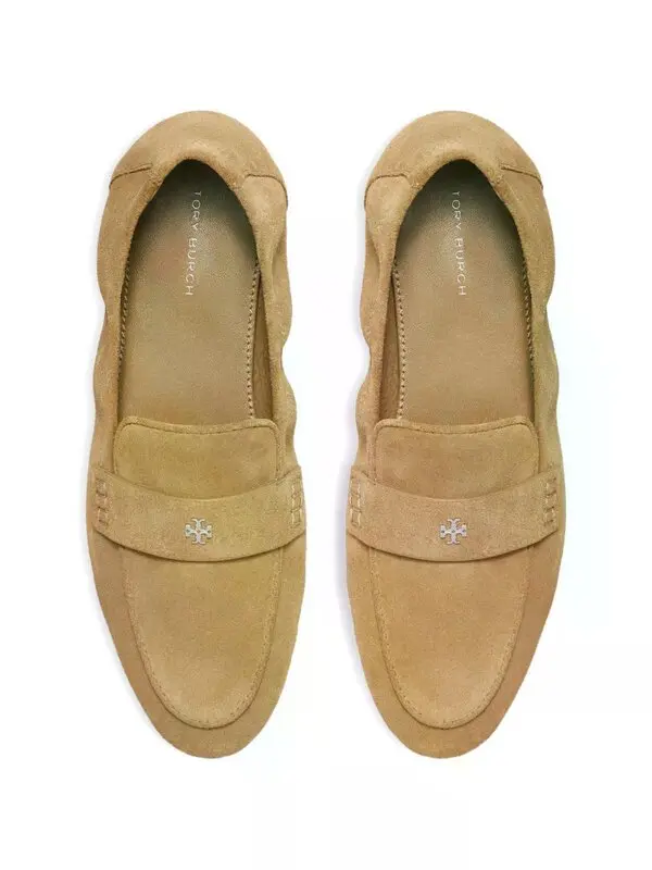 Tory Burch Appliqué Suede Ballet Loafers - Neutrals