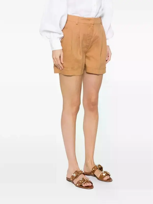 ACTUALEE Pleated Belted Shorts