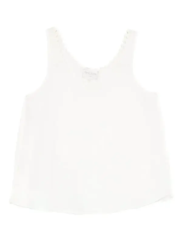 FORTE_FORTE Scallop Trim Sleeveless Top - White