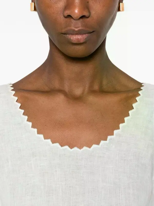 FORTE_FORTE Scallop Trim Sleeveless Top - White