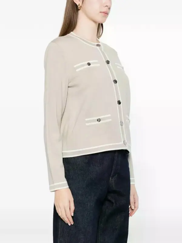 Tory Burch Buttoned Cardigan With Trim Detail - Grey