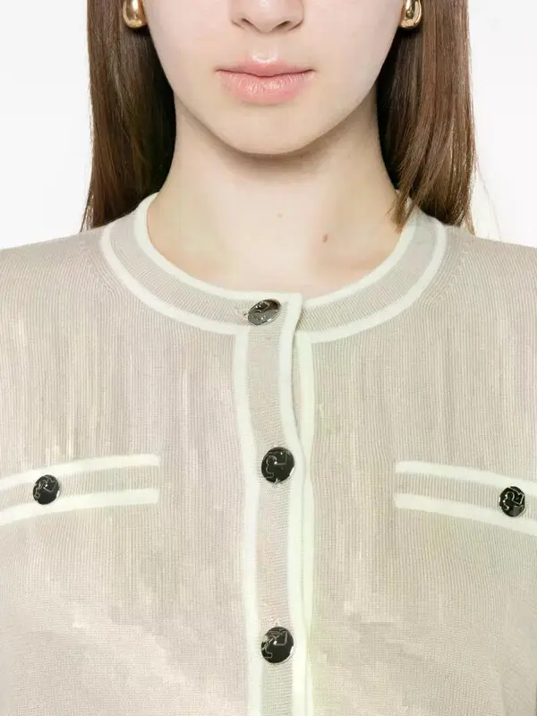 Tory Burch Buttoned Cardigan With Trim Detail - Grey
