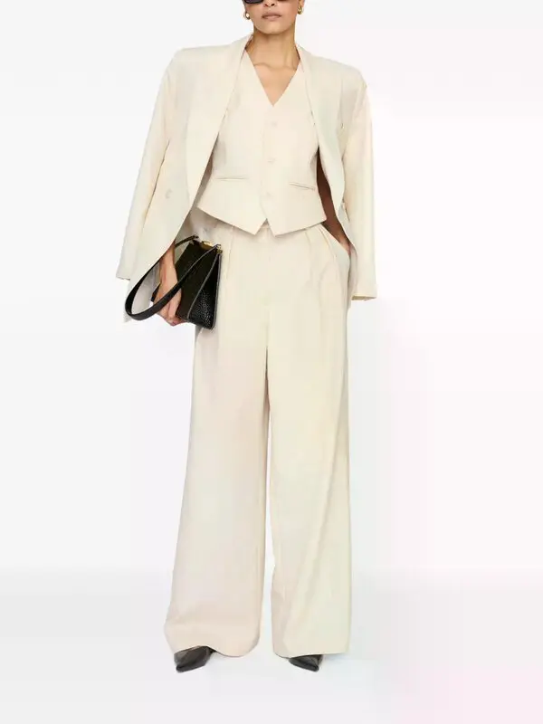 ANINE BING Mario Button V-neck Waistcoat - Neutrals