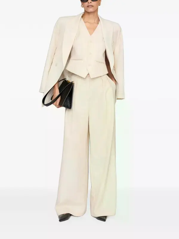 ANINE BING Mario Button V-neck Waistcoat - Neutrals