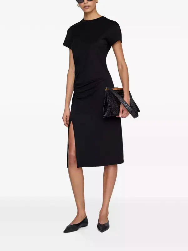 ANINE BING Vida Gathered Slit Midi Dress