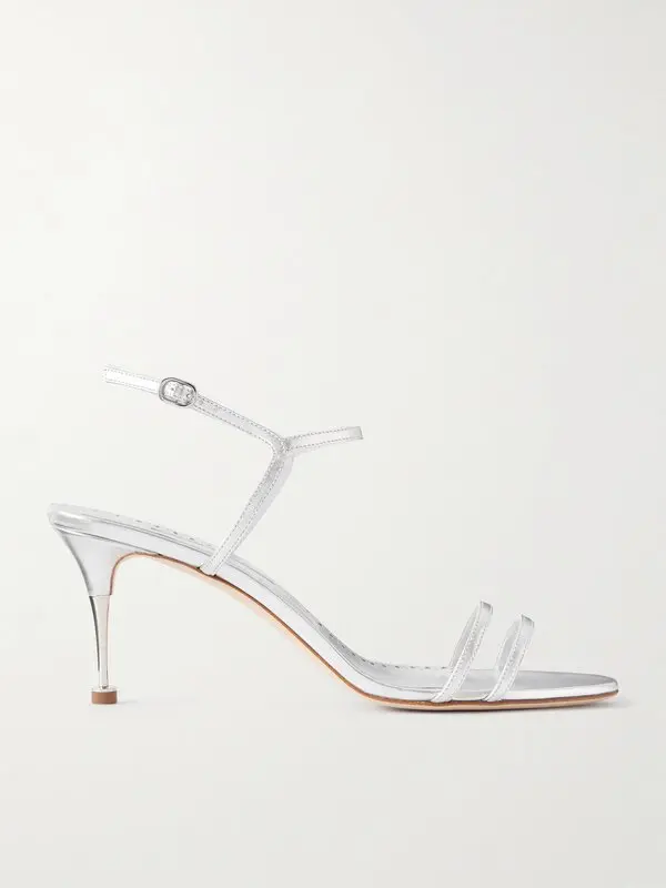 Manolo Blahnik Ciagalo 70 Metallic Leather Sandals