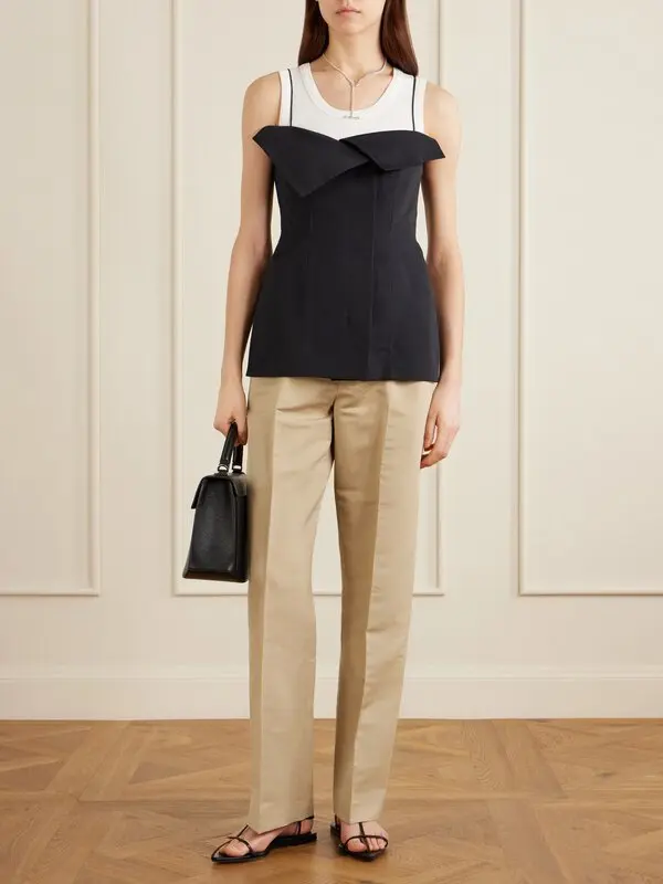 FFORME Nahla Cotton And Silk-blend Tailored Trousers