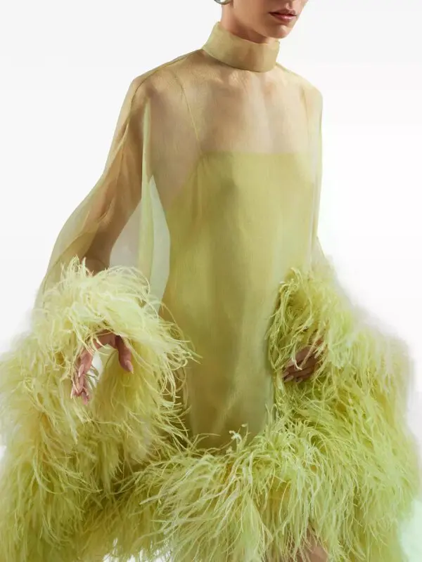 TALLER MARMO Daisy Feathered Kaftan Dress