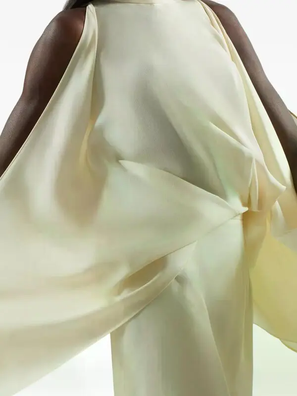 TALLER MARMO Bacall High-neck Draped Dress - Neutrals