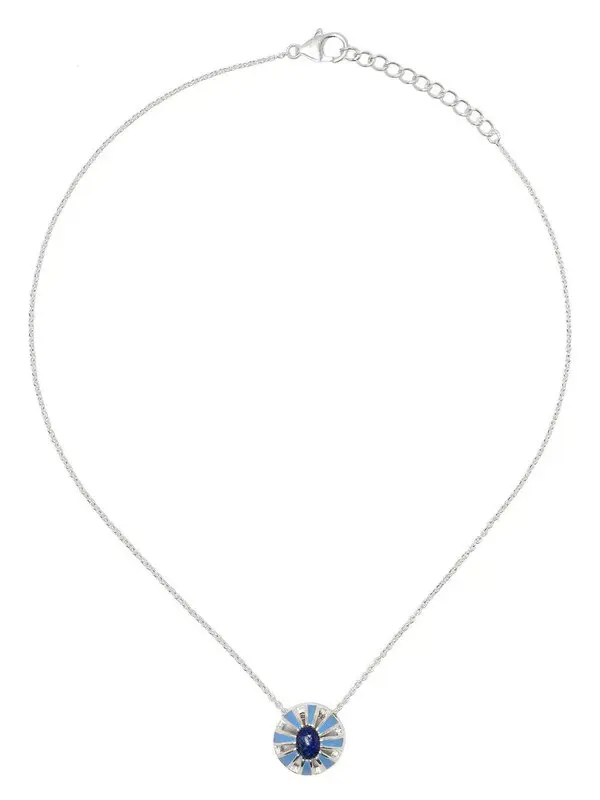 AKANSHA SETHI Lapis Lazuli Enamel Button Necklace - Silver