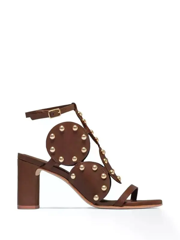 Bernardo Studded Block Heel Sandals - Brown