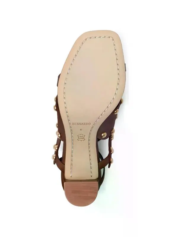 Bernardo Studded Block Heel Sandals - Brown