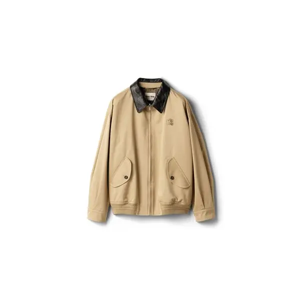 Miu Miu Leather Collar Bomber Jacket - Cord