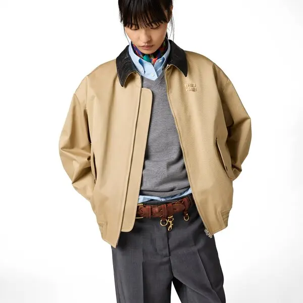 Miu Miu Leather Collar Bomber Jacket