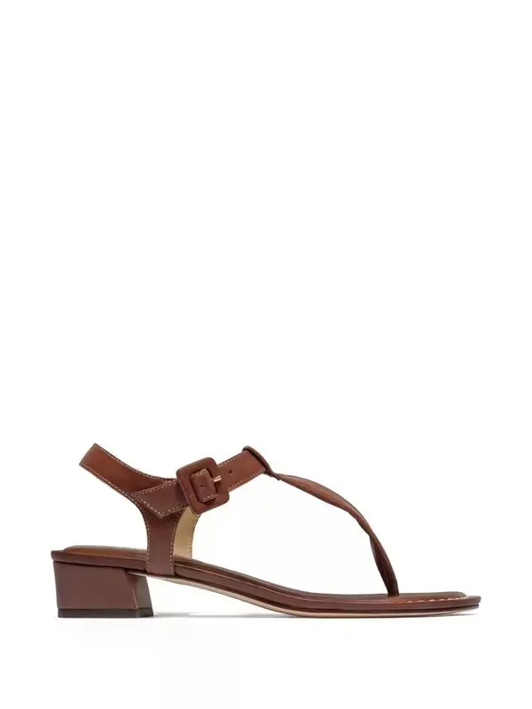 Bernardo Block Heel T-strap Sandals - Brown