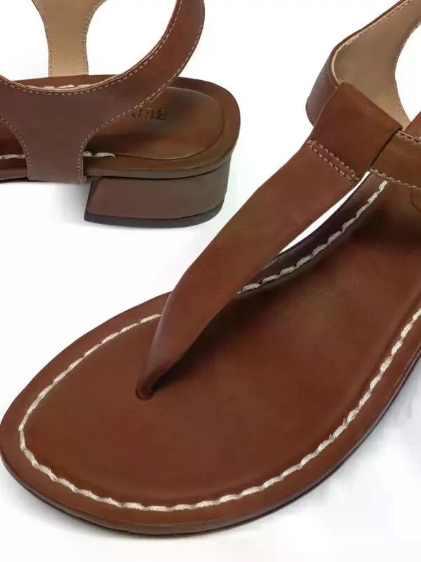 Bernardo Block Heel T-strap Sandals - Brown