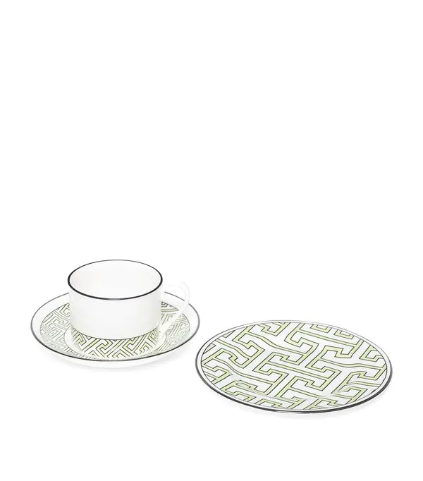 O.W.LONDON Maze Teacup And Saucer - Green