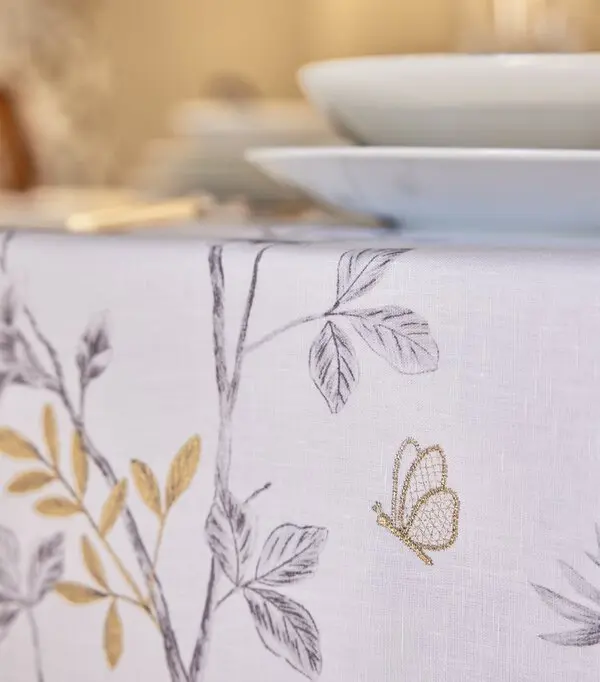 ALEXANDRE TURPAULT Linen Botanical Tablecloth - White