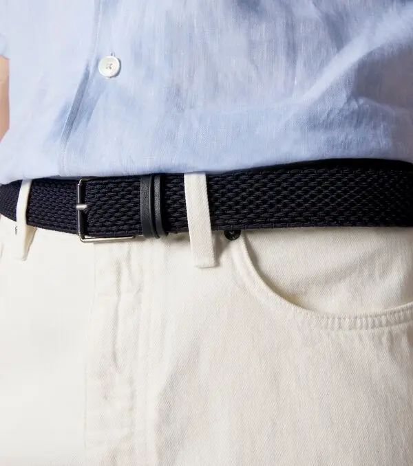 Zegna Braided Leather-trimmed Belt - Blue