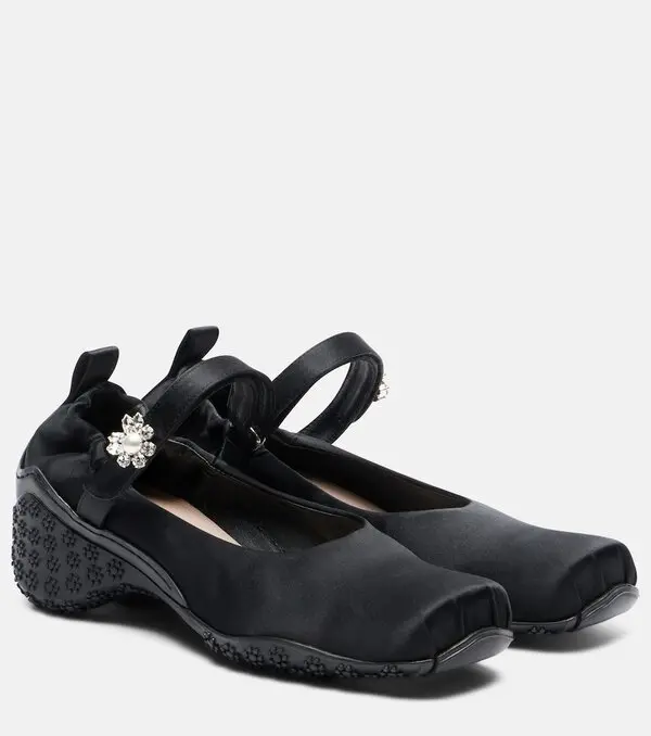 Simone Rocha Embellished Ballet Flats - Black