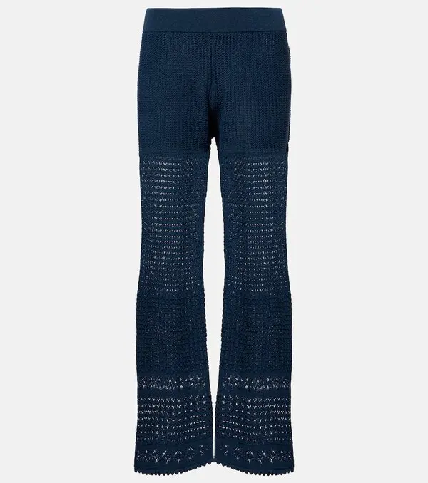 ERES Embleme Open-knit Straight Pants - Blue
