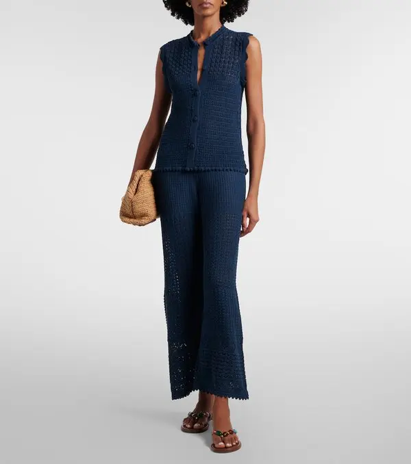ERES Embleme Open-knit Straight Trousers - Blue