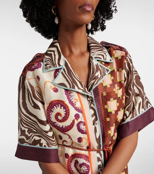 ALEMAIS Wilson Printed Linen And Silk Shirt Dress