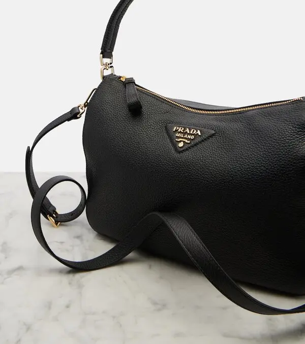 Prada Medium Leather Shoulder Bag - Black