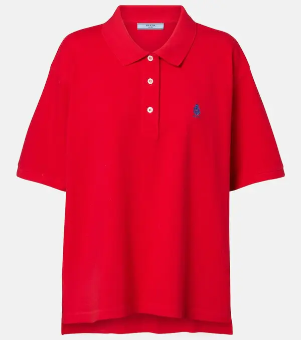 Prada Logo Cotton Piqué Polo Shirt