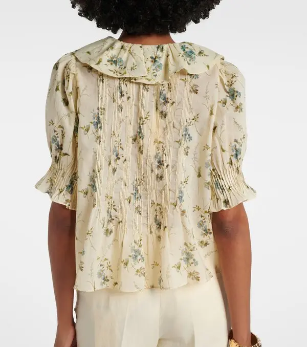 DÔEN Henri Floral Cotton Voile Top - Yellow