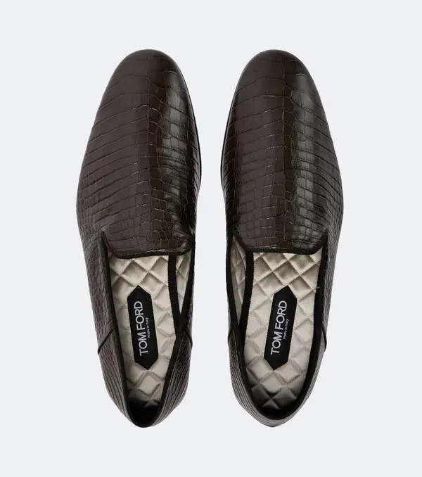 TOM FORD Steven Croc-effect Leather Loafers