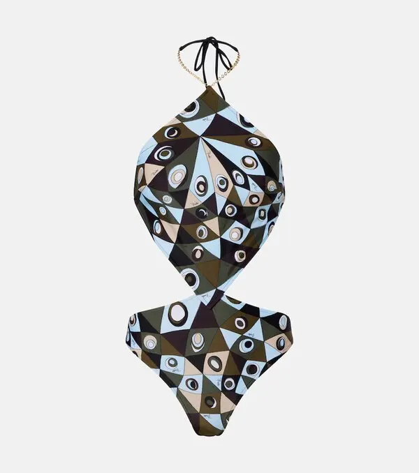 Emilio Pucci Occhi Cut Out Halterneck Swimsuit - Multicoloured
