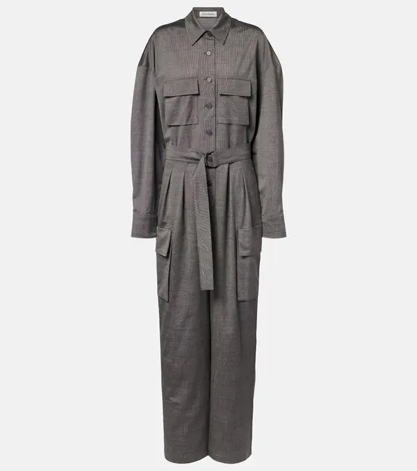 THE FRANKIE SHOP Linda Belted Jumpsuit In Melange - Grey