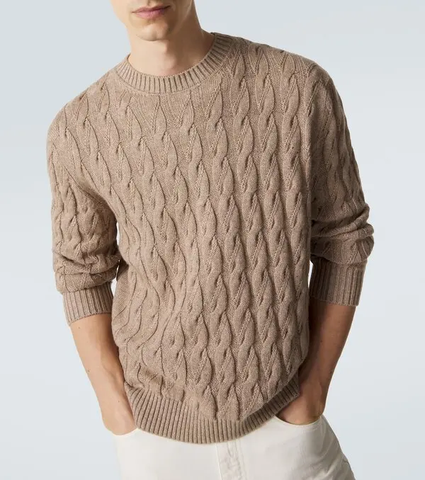 Zegna Cable-knit Linen, Cashmere, And Silk Sweater - Beige