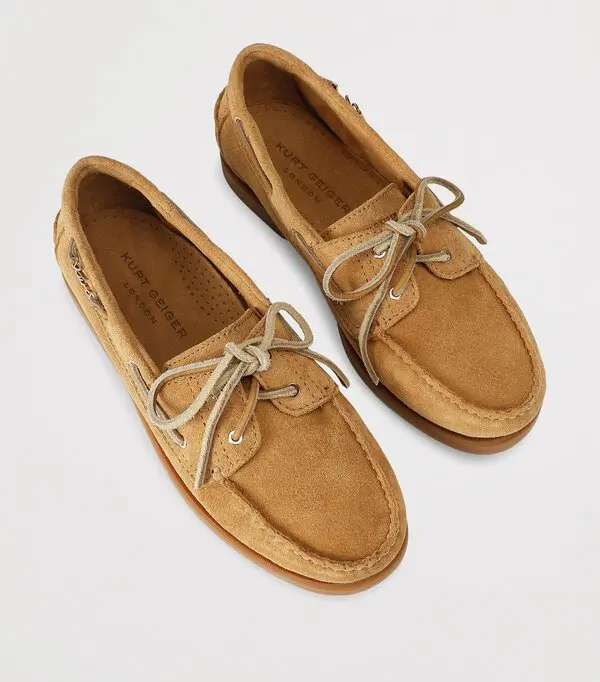 Kurt Geiger Suede Boat Shoes With Bow Detailing - Beige