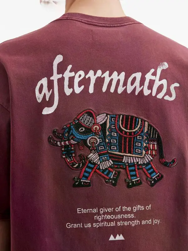 AFTERMATHS Elephant-embroidered T-shirt - Red