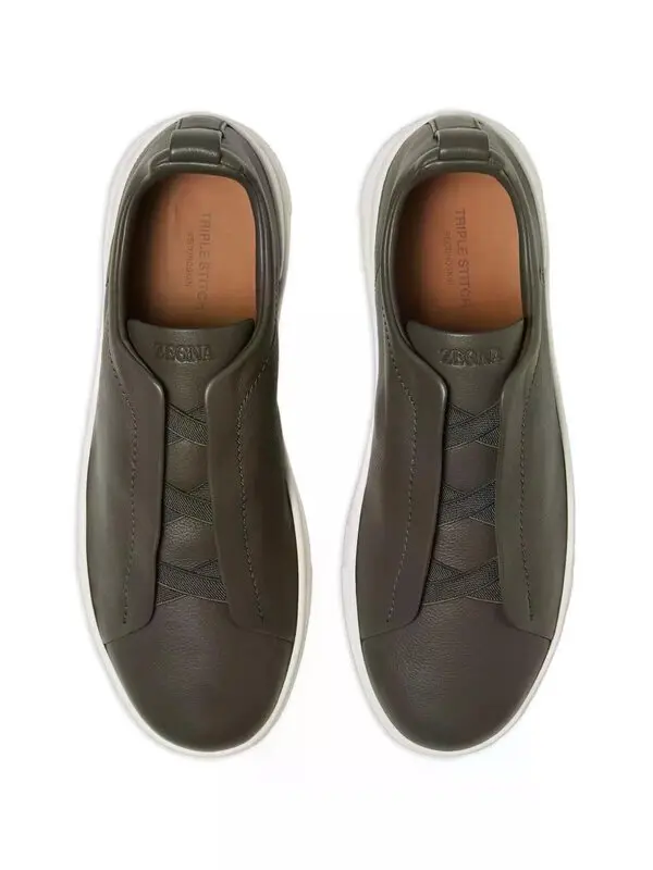 Zegna Triple-stitch™ Leather Sneakers - Grey