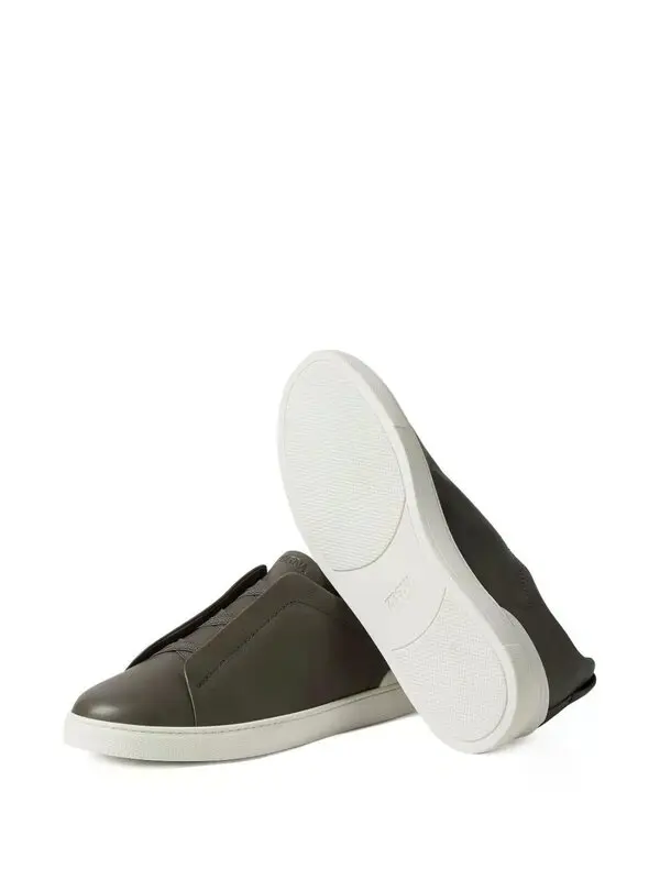 Zegna Triple-stitch™ Leather Sneakers - Grey